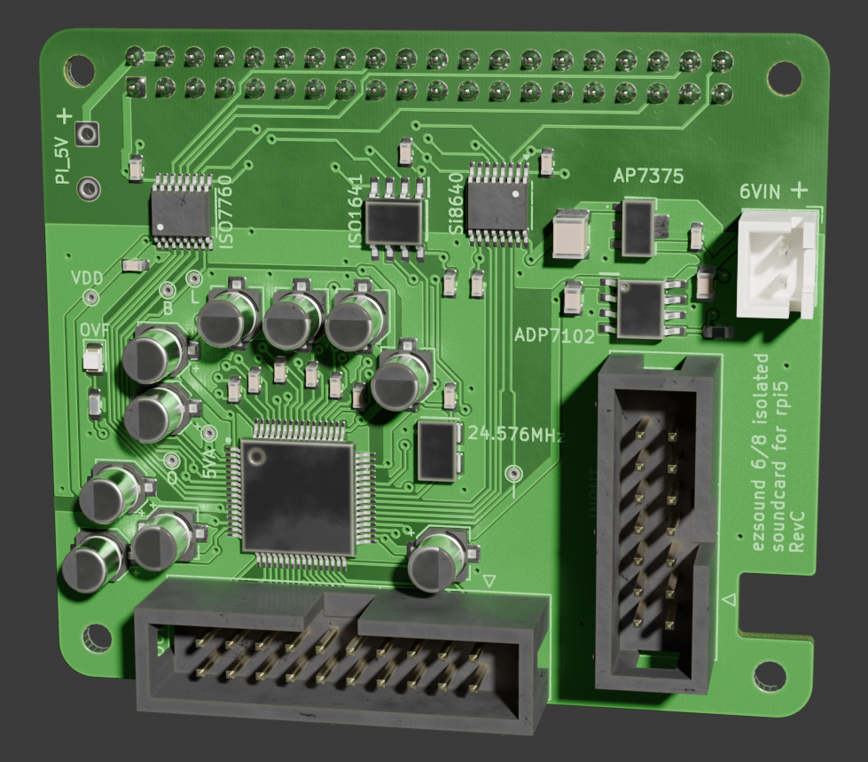 Gallery | ezsound-6x8 Pi5 multichannel soundcard | Hackaday.io