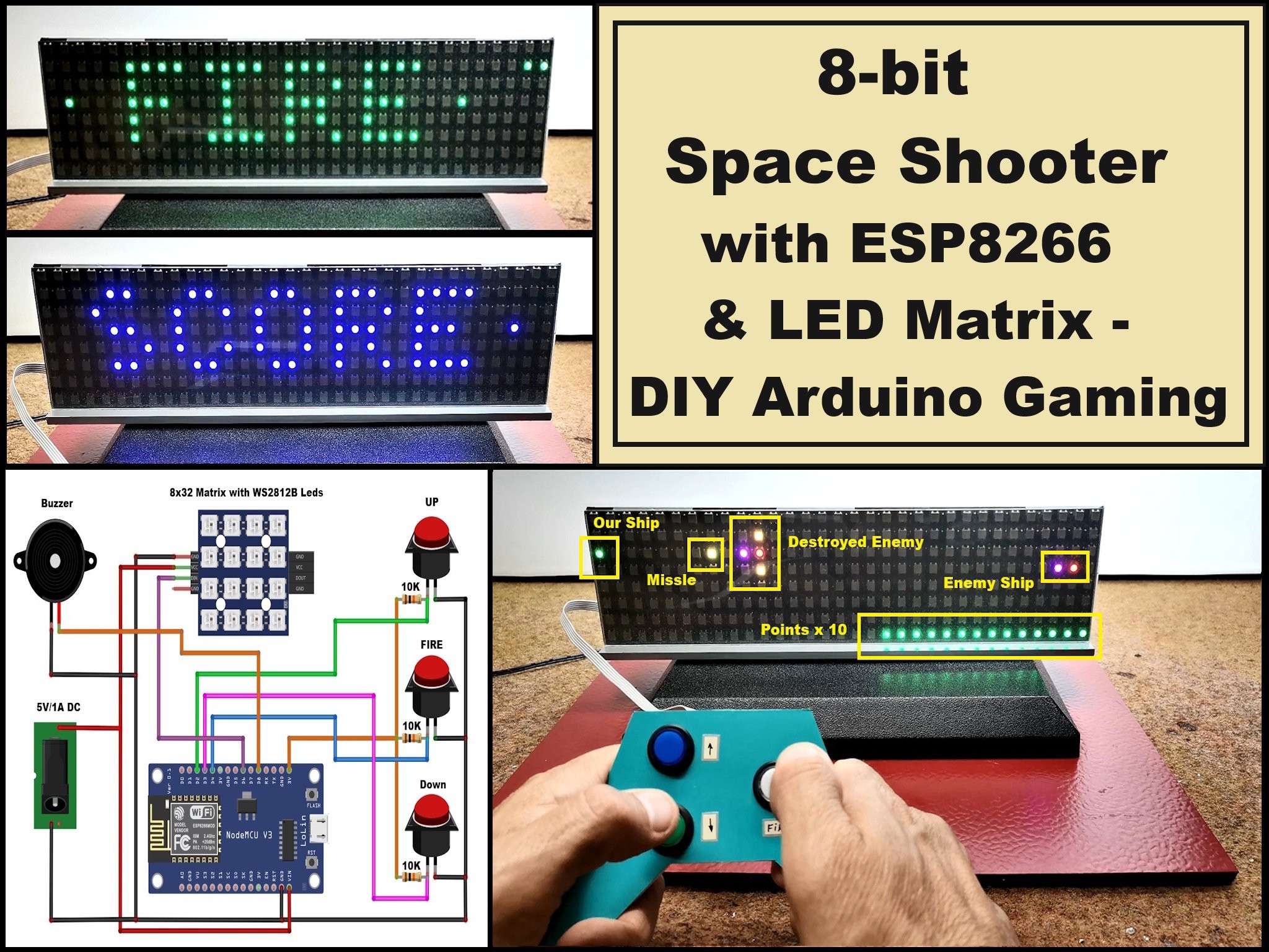 Gallery | 8-bit Space Shooter on ESP8266 & LED Matrix - DIY | Hackaday.io
