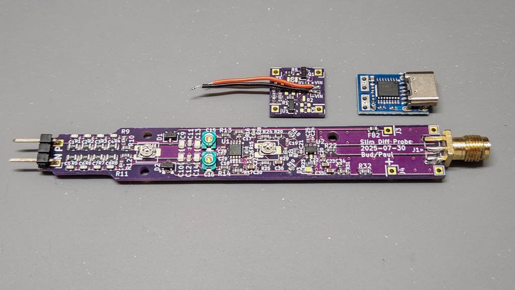 Gallery | A Slim 10x 100MHz-10MHz-1MHz Differential Probe | Hackaday.io