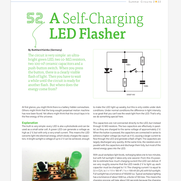 A Self-Charging LED Flasher By Burkhard Kainka | Hackaday.io
