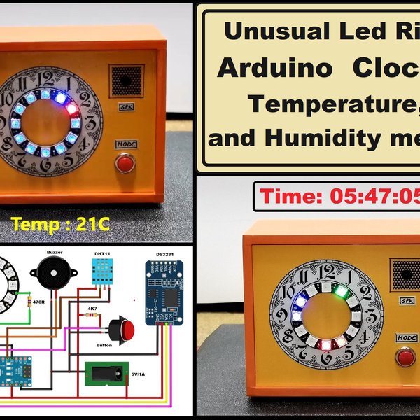 Unusual Led Ring Arduino Clock Temperature And H
