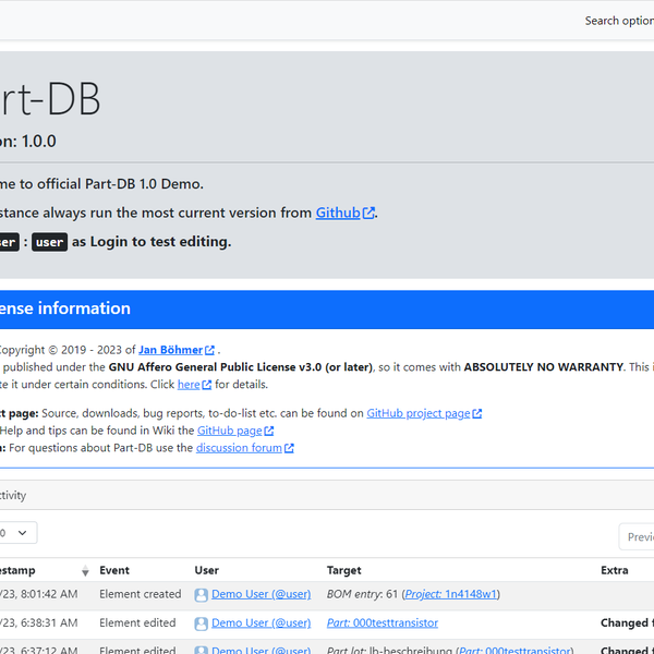 Part-DB - Open Source inventory software | Hackaday.io