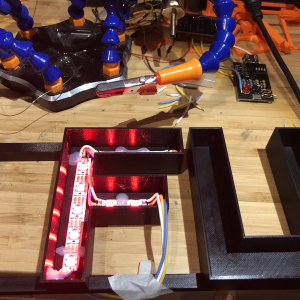 Custom 3d printed sign with addressable leds | Hackaday.io
