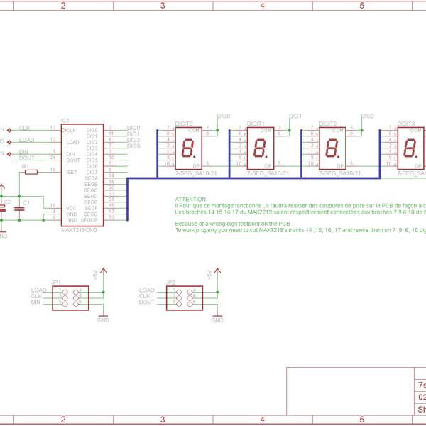 Yet another MAX7219 , 1 inche 7 seg digit display | Hackaday.io
