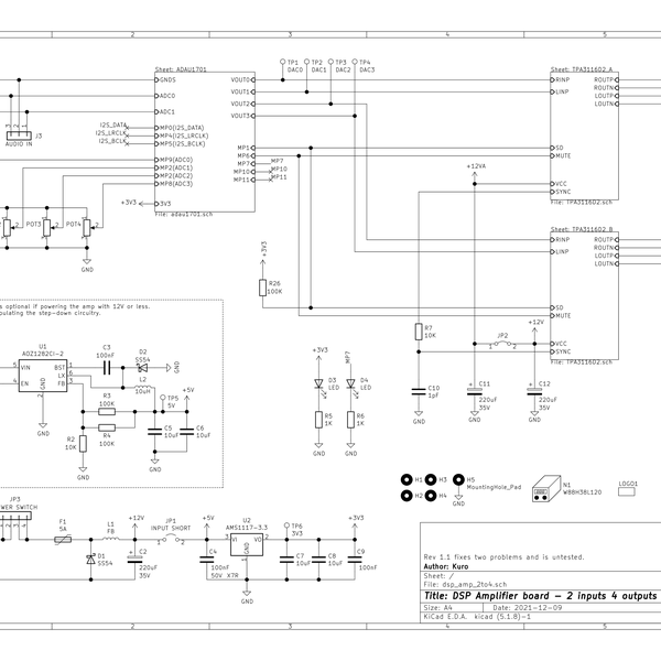 DSP Amplifier - 2 inputs 4 outputs | Hackaday.io