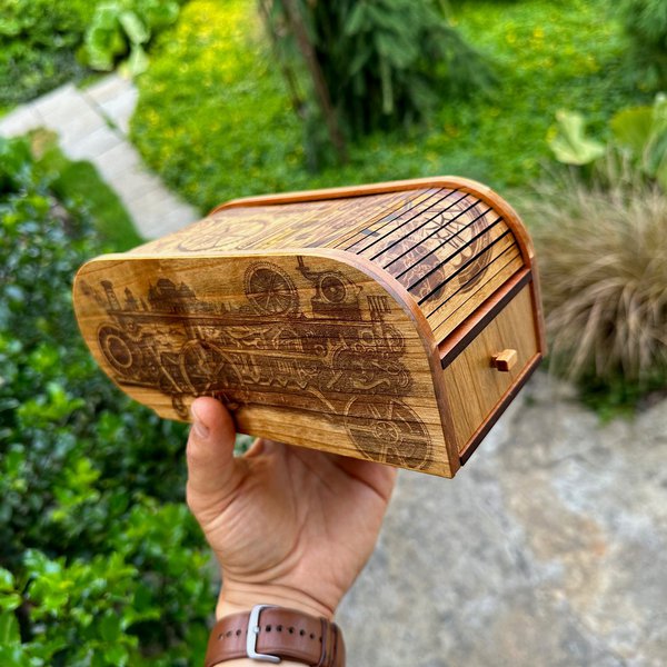 Unusual Wooden Pencil Box with Steampunk Engraving | Hackaday.io
