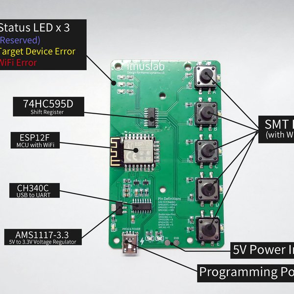 Customizable 5 Buttons WiFi Smart Home Switch | Hackaday.io