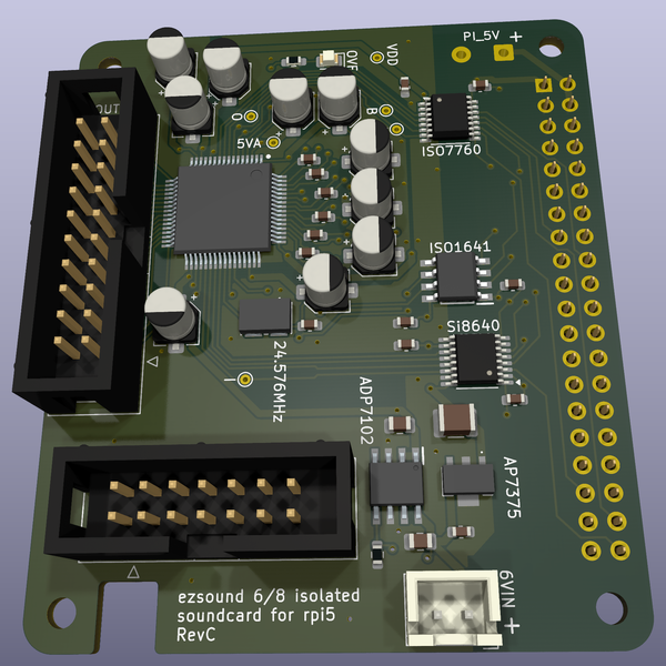ezsound-6x8 Pi5 multichannel soundcard | Hackaday.io