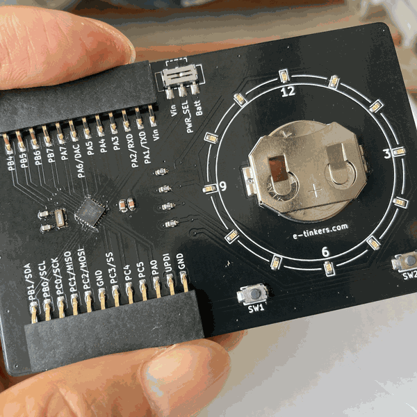 Business Card + Clock + ATtiny3227 Dev Board | Hackaday.io