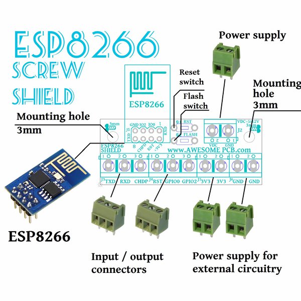 ESP8266 Wi-Fi - SCREW SHIELD | Hackaday.io