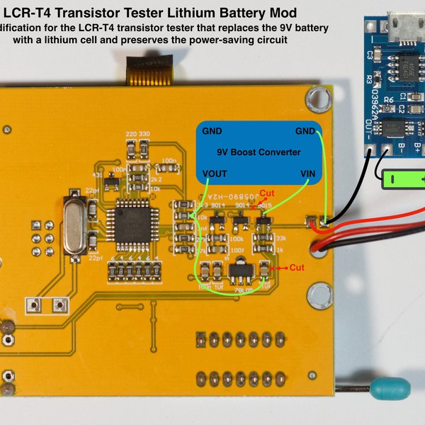 LCR-T4 Transistor Tester Lithium Battery Mod | Hackaday.io