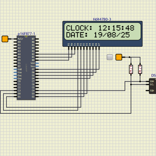 1Hz Embedded Clock: PIC16F877A + DS1307 + 16x2 LCD | Hackaday.io