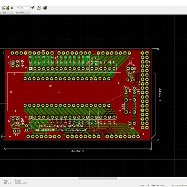 Arduino Mega 2560 Zif Socket Shield 